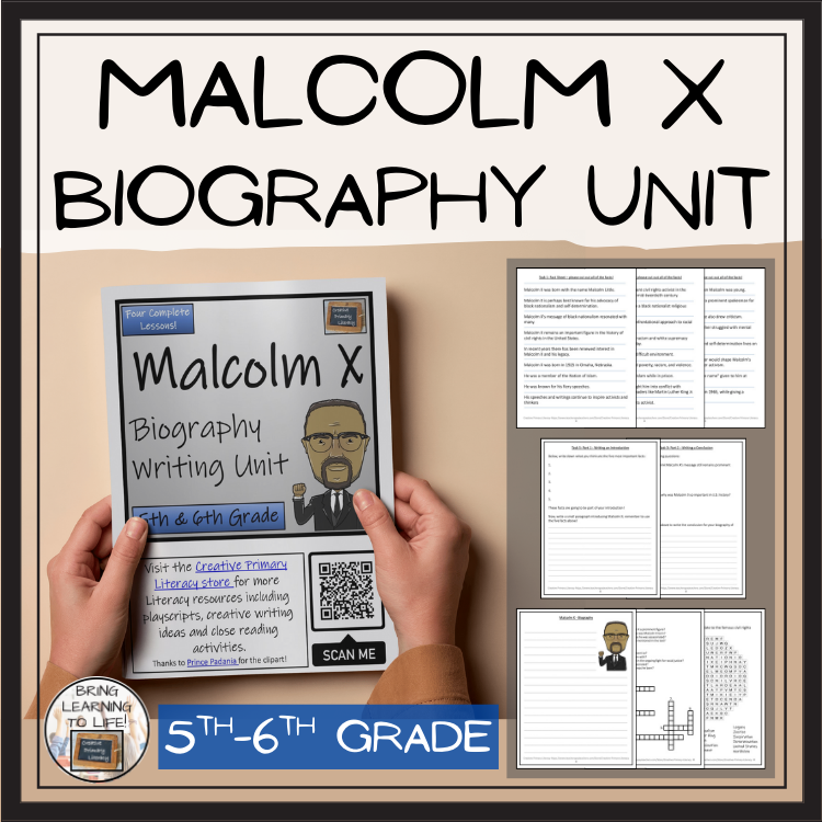 Malcolm X Biography Project & Writing Unit | 5th Grade & 6th Grade ...
