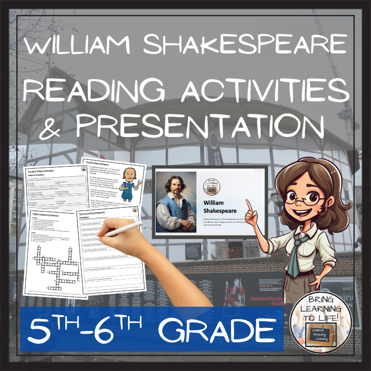 William Shakespeare Close Reading Comprehension Activities | 5th Grade ...