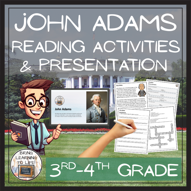 John Adams Close Reading Comprehension Activities | 3rd Grade & 4th Gr ...