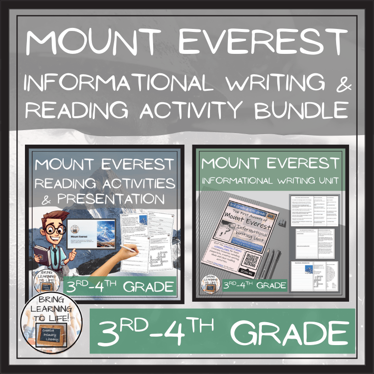 Mount Everest Close Reading & Informational Writing Bundle 3rd Grade ...