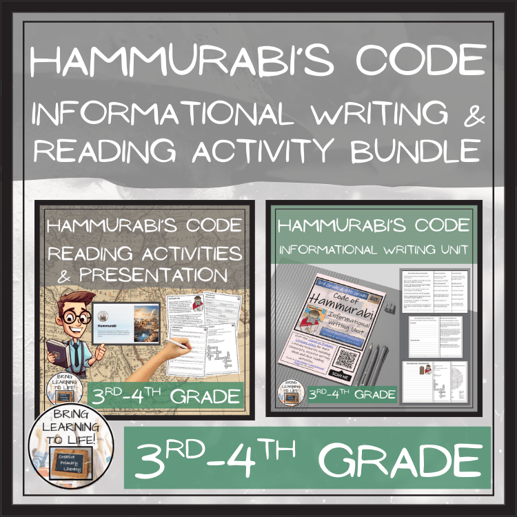 Hammurabi's Code Close Reading & Informational Writing Bundle | 3rd ...