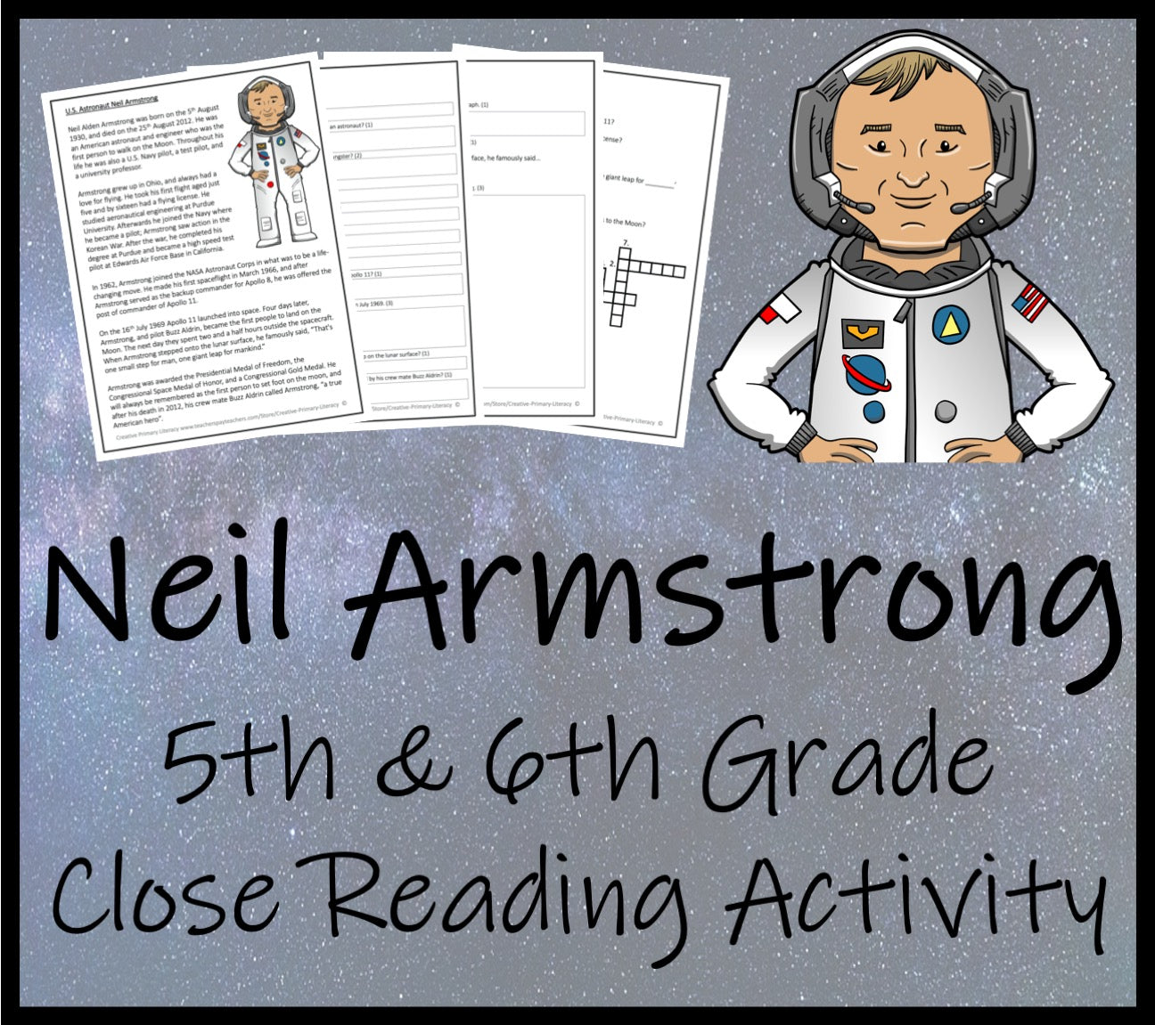 Neil Armstrong Close Reading Comprehension Activity | 5th Grade & 6th ...