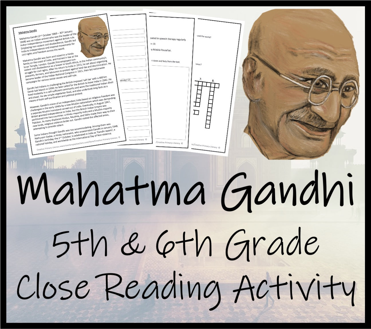Mahatma Gandhi Close Reading Comprehension Activity | 5th Grade & 6th ...