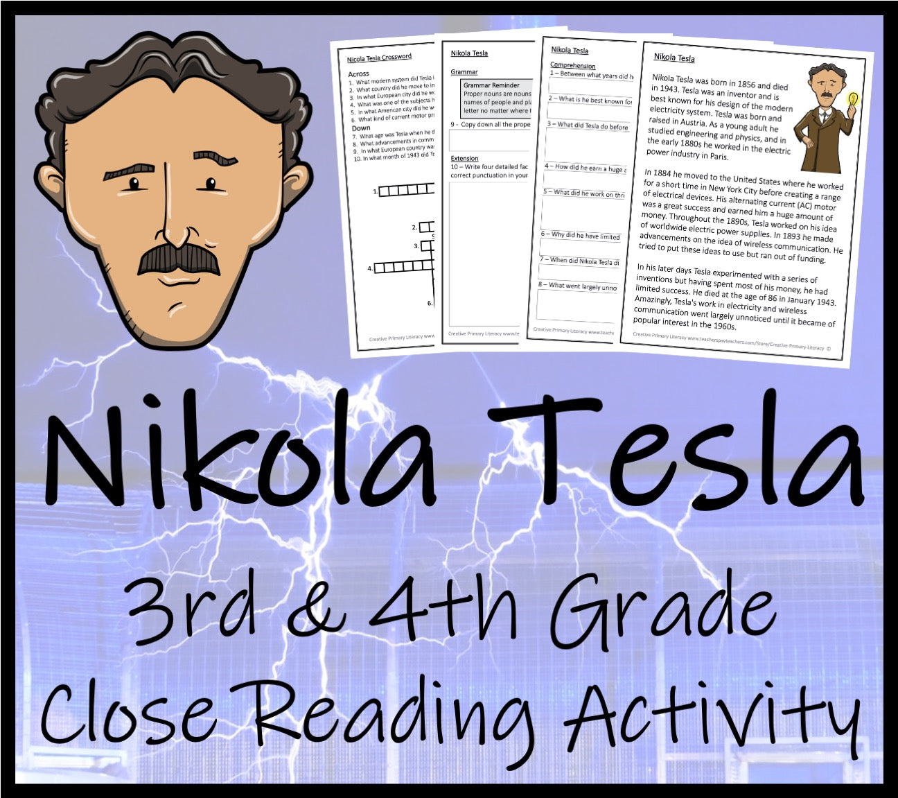 Nikola Tesla Close Reading Comprehension Activity | 3rd Grade & 4th Gr ...