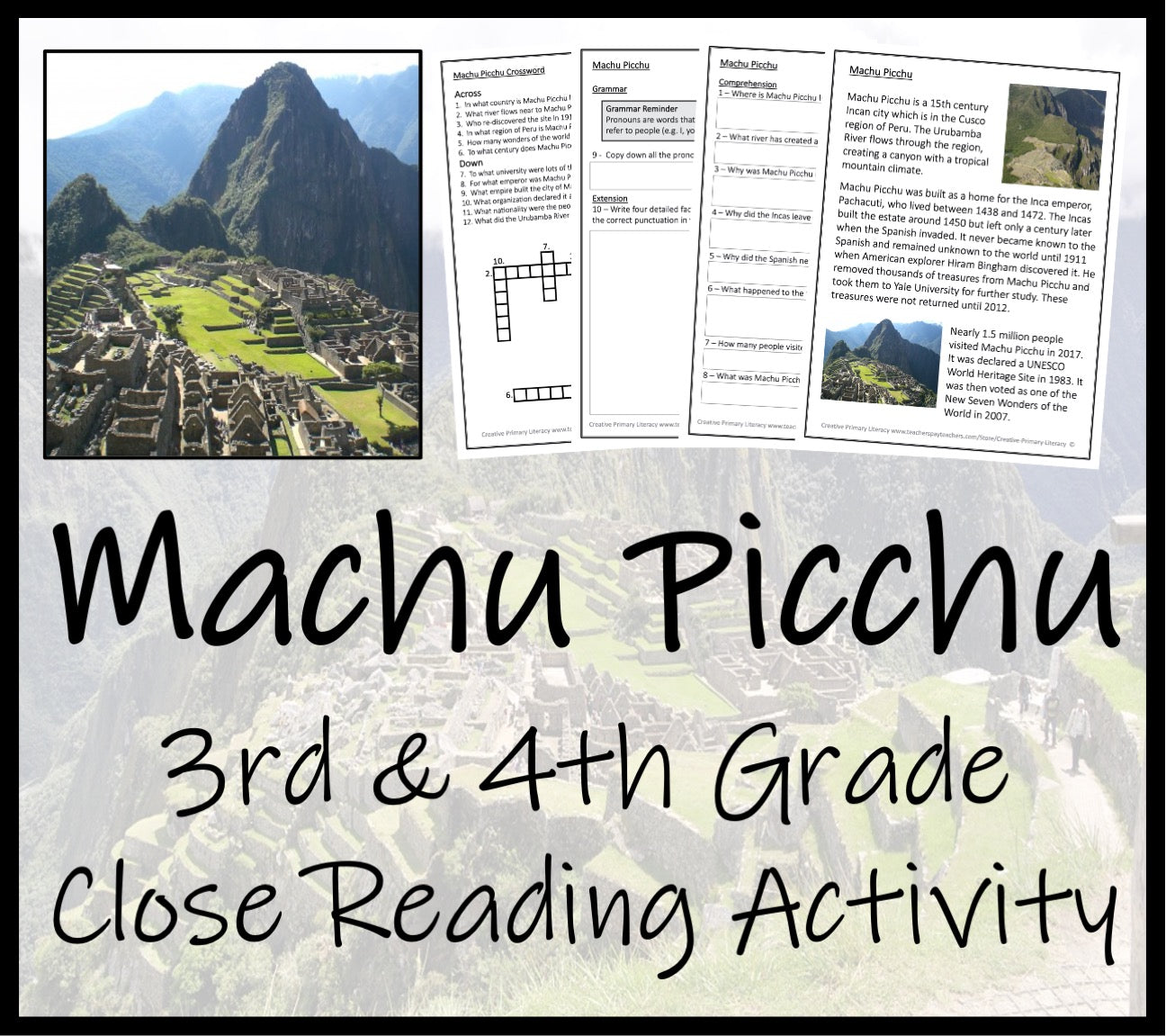 Machu Picchu Close Reading Comprehension Activity | 3rd Grade & 4th Gr ...