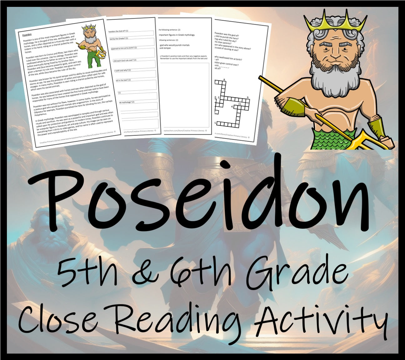 Poseidon Close Reading Comprehension Activity | 5th Grade & 6th Grade ...