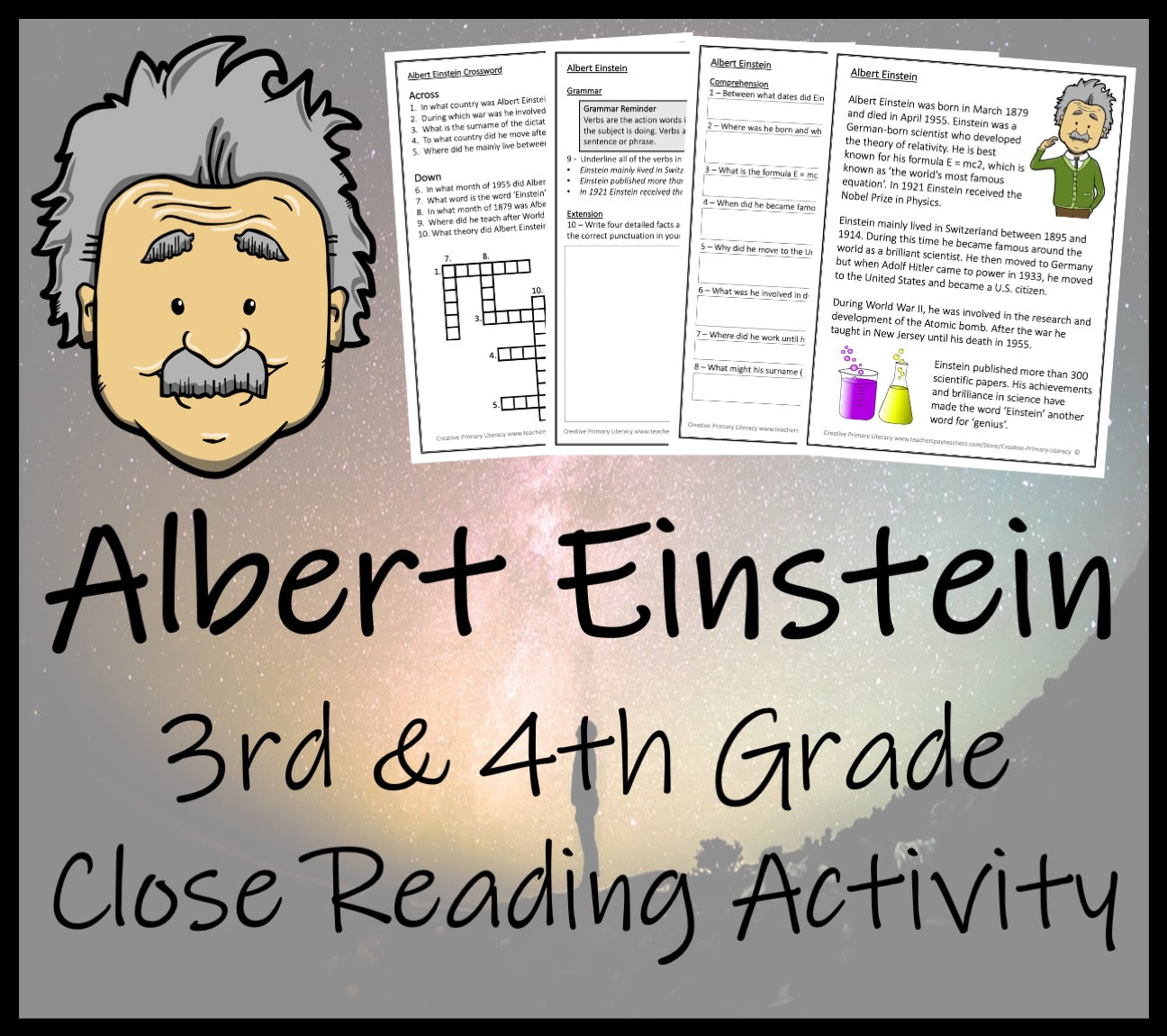 Albert Einstein Close Reading Comprehension Activity | 3rd Grade & 4th ...