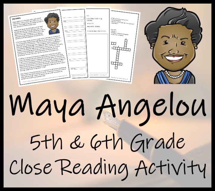 Maya Angelou Close Reading Comprehension Activity | 5th Grade & 6th Gr ...