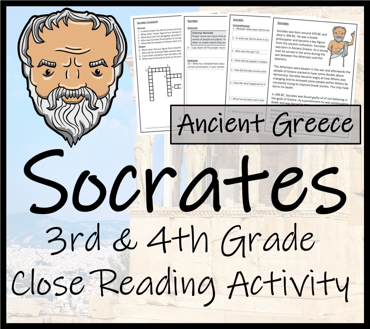 Socrates Close Reading Comprehension Activity | 3rd Grade & 4th Grade ...