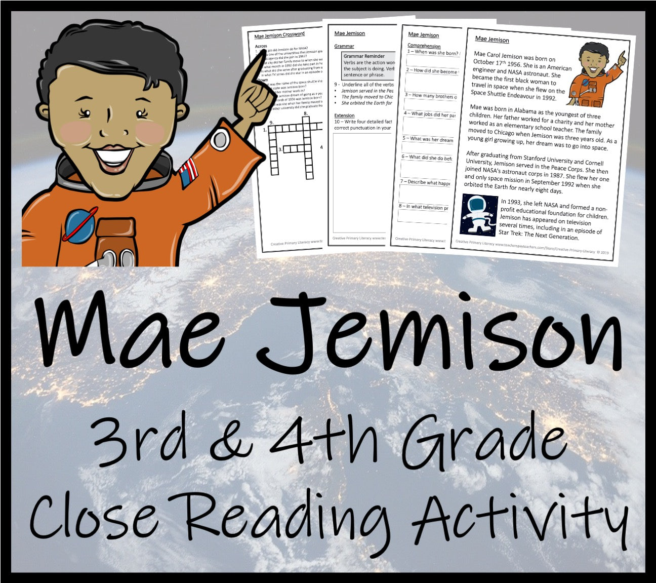 Mae Jemison Close Reading Comprehension Activity | 3rd Grade & 4th Gra ...