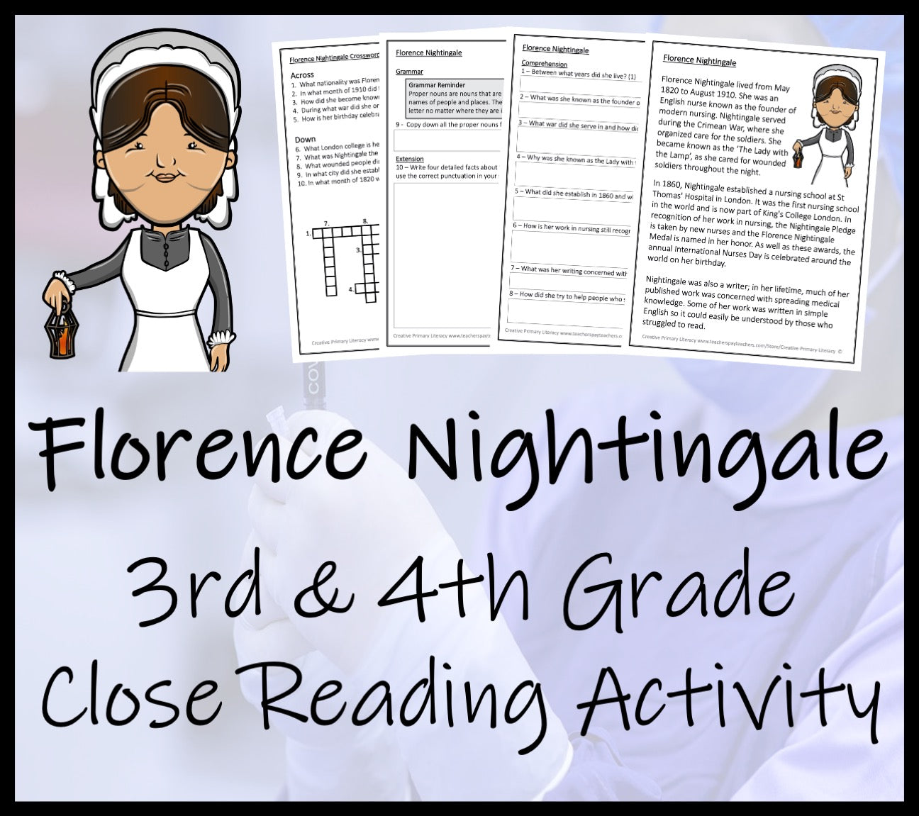 Florence Nightingale Close Reading Comprehension Activity | 3rd & 4th ...