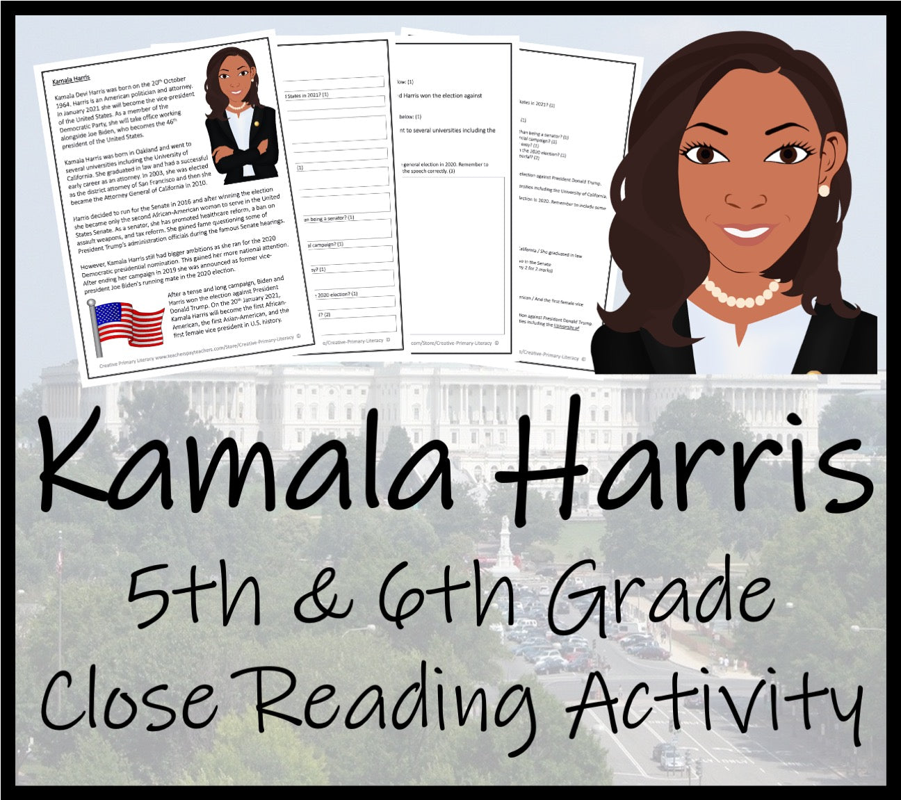 Kamala Harris Close Reading Comprehension Activity | 5th Grade & 6th G ...