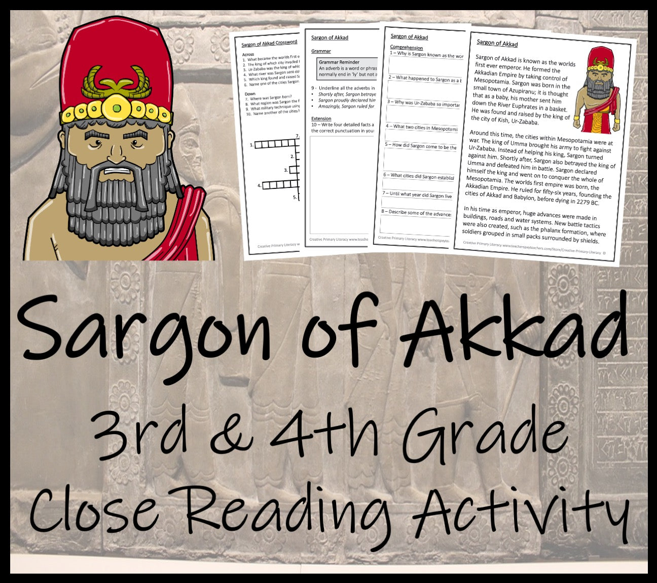 Sargon of Akkad Close Reading Comprehension Activity | 3rd Grade & 4th ...