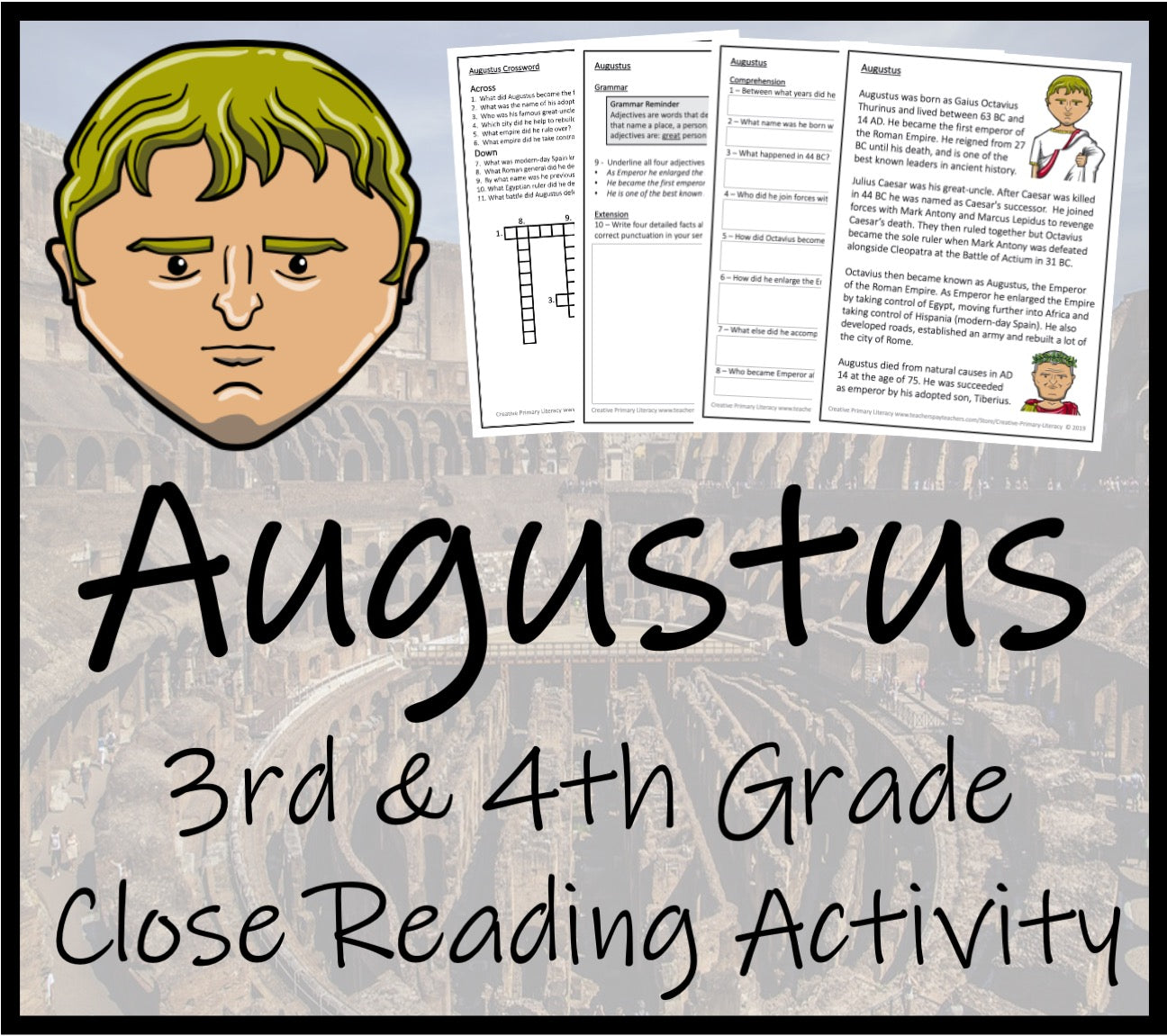 Augustus Close Reading Comprehension Activity | 3rd Grade & 4th Grade ...