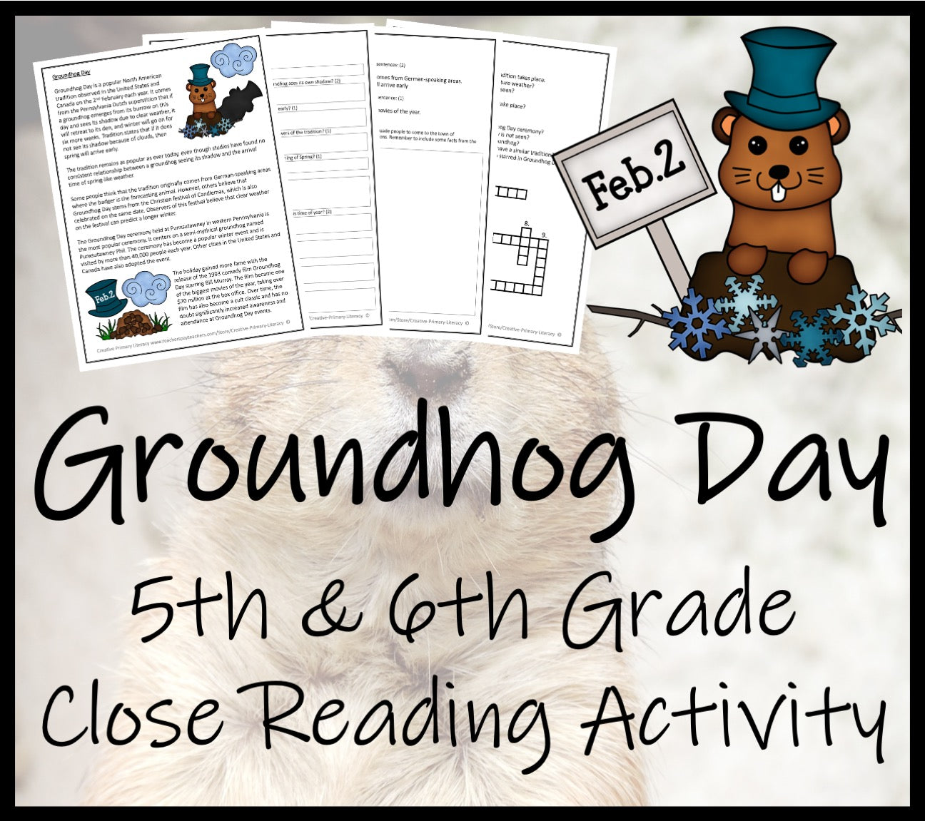 Groundhog Day Close Reading Comprehension Activity | 5th Grade & 6th G ...