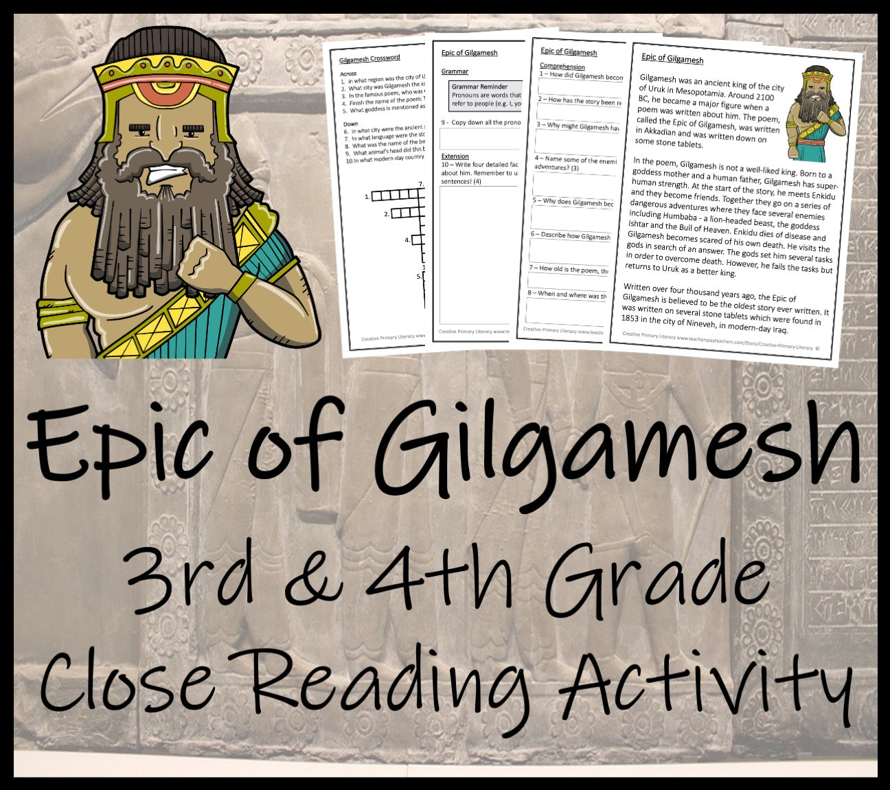 Epic of Gilgamesh Close Reading Comprehension Activity | 3rd Grade & 4 ...