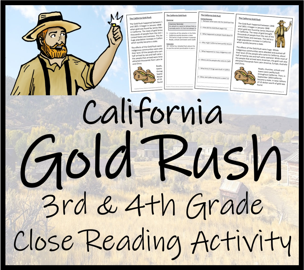 California Gold Rush Close Reading Comprehension | 3rd Grade & 4th Gra ...
