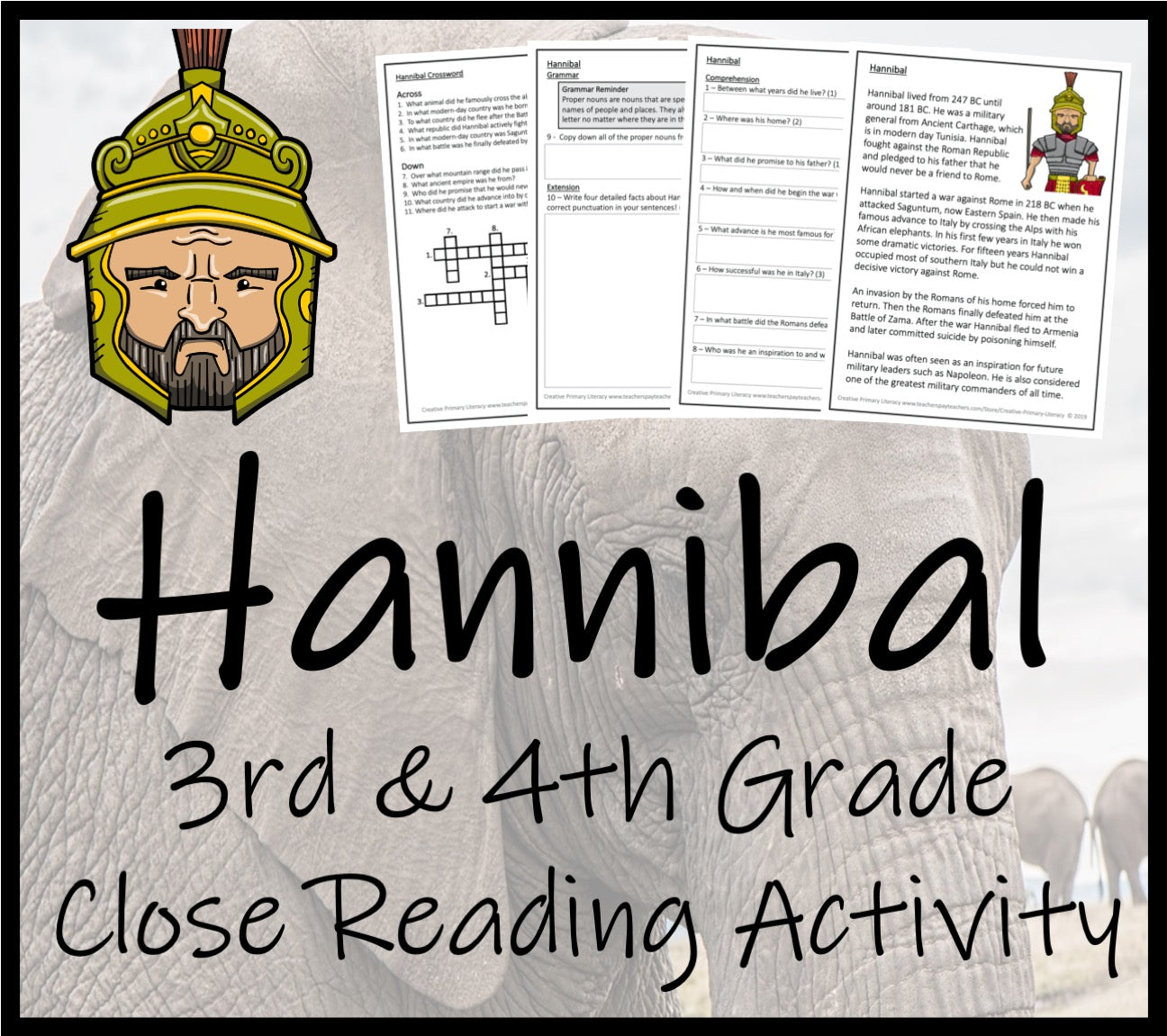 Hannibal Close Reading Comprehension Activity | 3rd Grade & 4th Grade ...