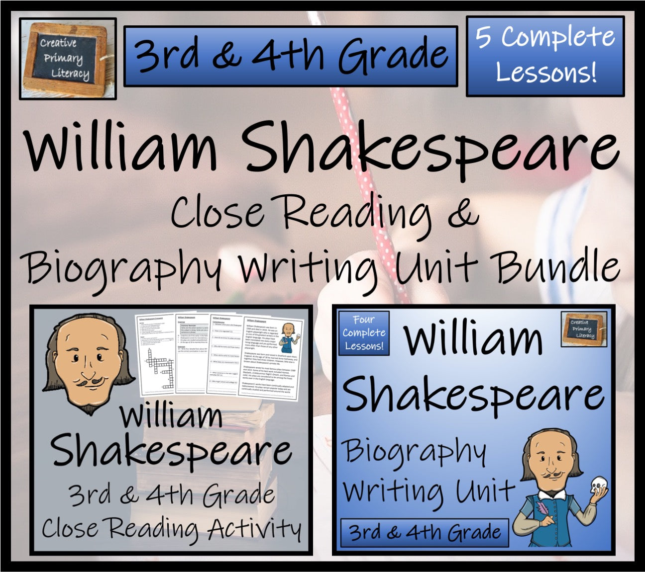 William Shakespeare Close Reading & Biography Bundle | 3rd Grade & 4th ...