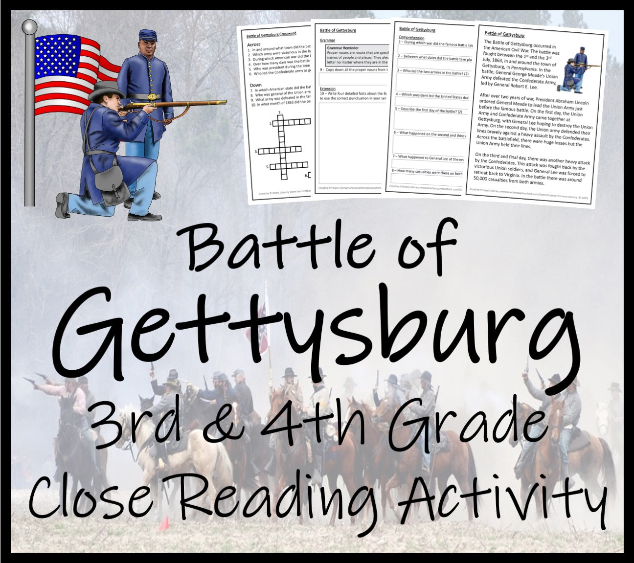 Battle of Gettysburg Close Reading Comprehension Activity | 3rd & 4th ...