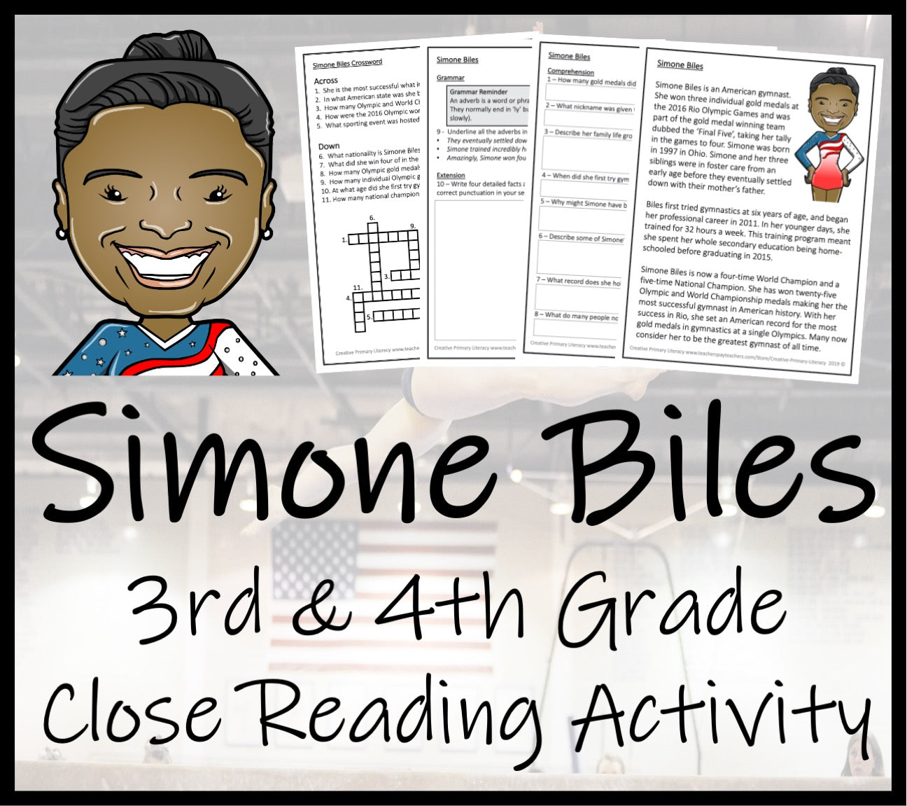 Simone Biles Close Reading Comprehension Activity | 3rd Grade & 4th Gr ...