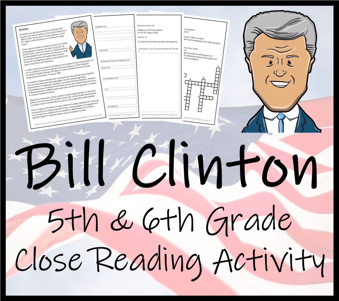 Bill Clinton Close Reading Comprehension Activity | 5th Grade & 6th Gr ...