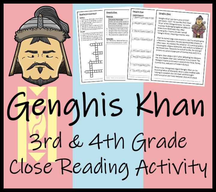 Genghis Khan Close Reading Comprehension Activity | 3rd Grade & 4th Gr ...