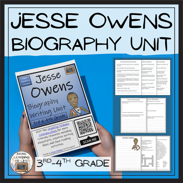 Jesse Owens Biography Project & Writing Unit | 3rd Grade & 4th Grade ...