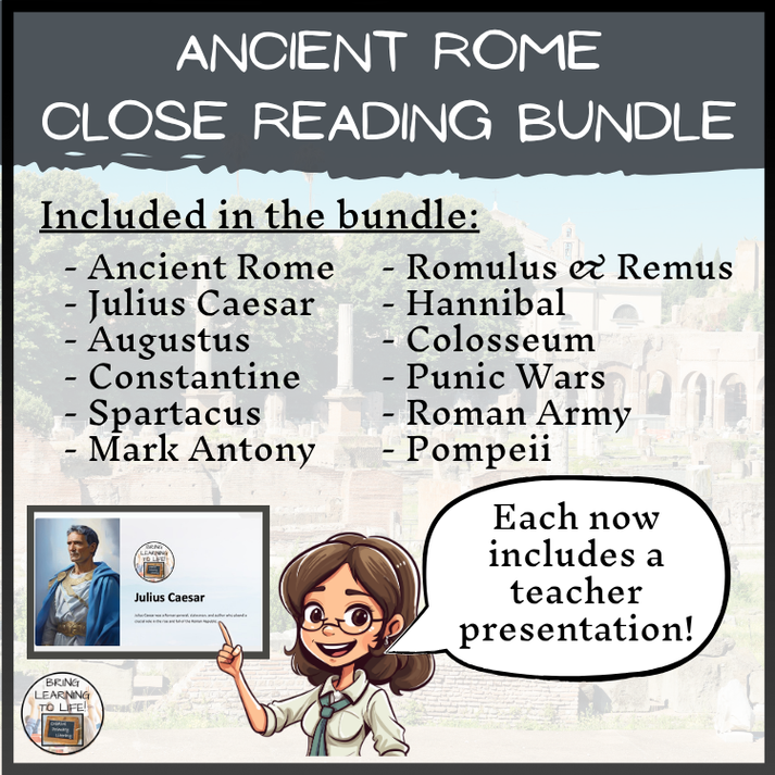 Ancient Rome Close Reading Comprehension Activity Bundle | 5th-6th Gra ...