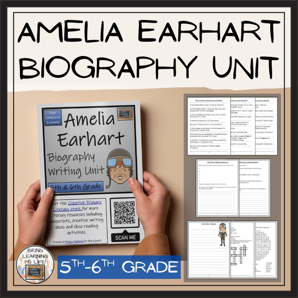 Amelia Earhart Biography Project & Writing Unit | 5th Grade & 6th Grad ...