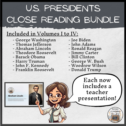 American Presidents Close Reading Comprehension Mega Bundle | 5th & 6t ...