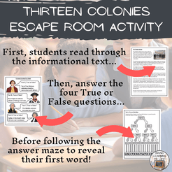 Thirteen Colonies Escape Room | Social Studies & History Activity ...