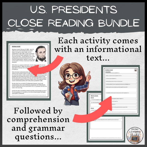 American Presidents Close Reading Comprehension Mega Bundle | 5th & 6t ...