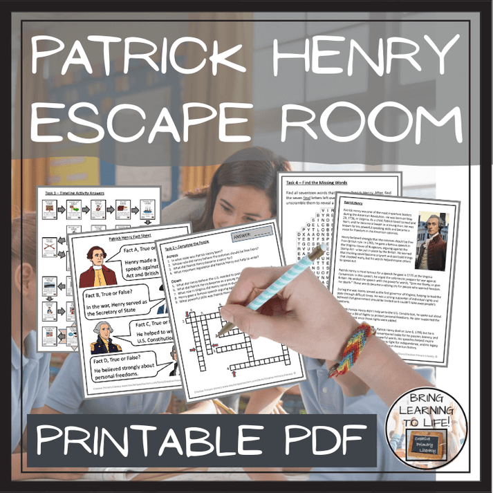 Patrick Henry Escape Room | Social Studies & History Activity ...