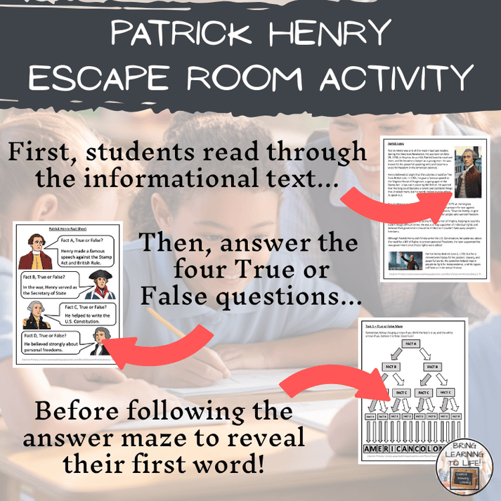 Patrick Henry Escape Room | Social Studies & History Activity ...