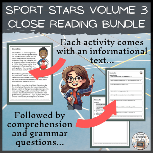 Sport Stars Volume 3 Close Reading Comprehension Bundle | 3rd & 4th Gr ...