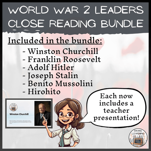 World War II Leaders Close Reading Comprehension Bundle | 5th Grade ...