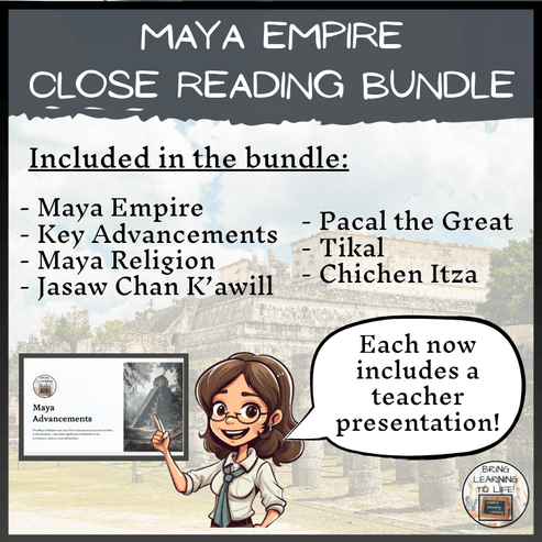 Maya Empire Close Reading Comprehension Bundle | 5th Grade & 6th Grade ...
