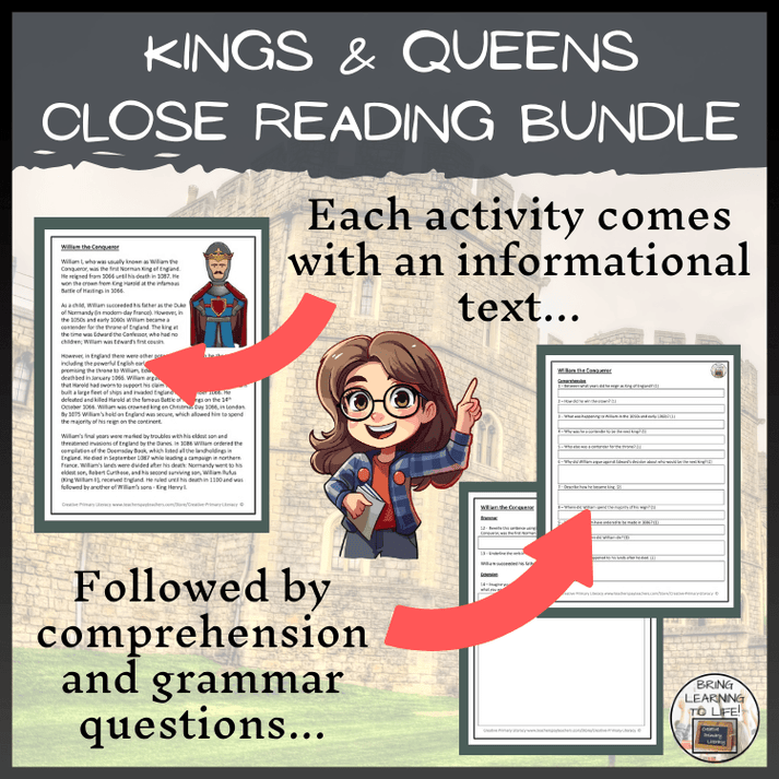 British Kings & Queens Close Reading Comprehension Bundle | 5th & 6th ...