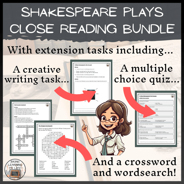 Shakespeare's Plays Close Reading Comprehension Bundle | 5th & 6th Gra ...