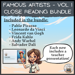 Famous Artists Bundle of Close Reading Activities | 5th & 6th Grade ...