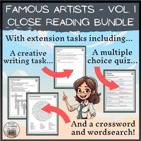 Famous Artists Bundle of Close Reading Activities | 5th & 6th Grade ...