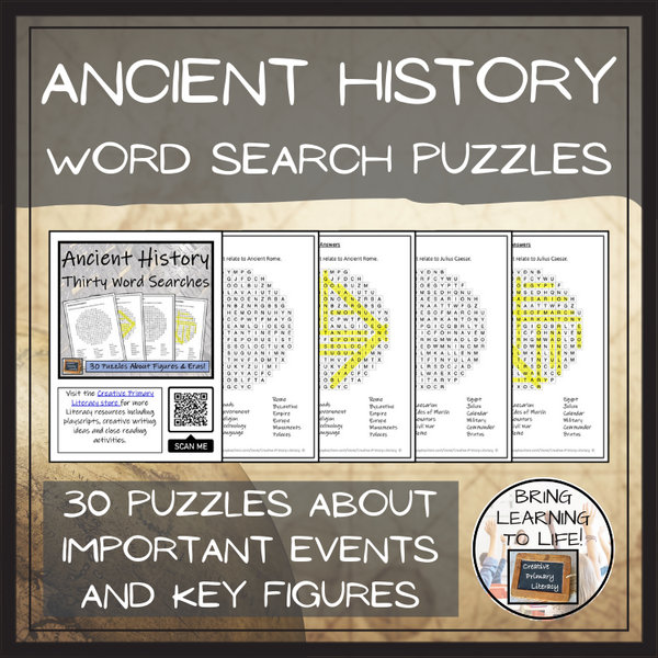 Ancient History Word Search Puzzle Collection – Creative Primary Literacy