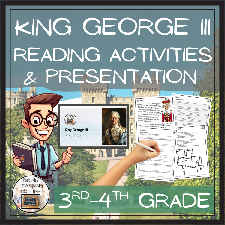 King George III Close Reading Comprehension Activities | 3rd Grade & 4 ...