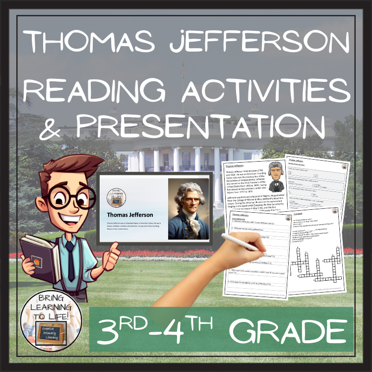 Thomas Jefferson Close Reading Comprehension Activities | 3rd Grade ...