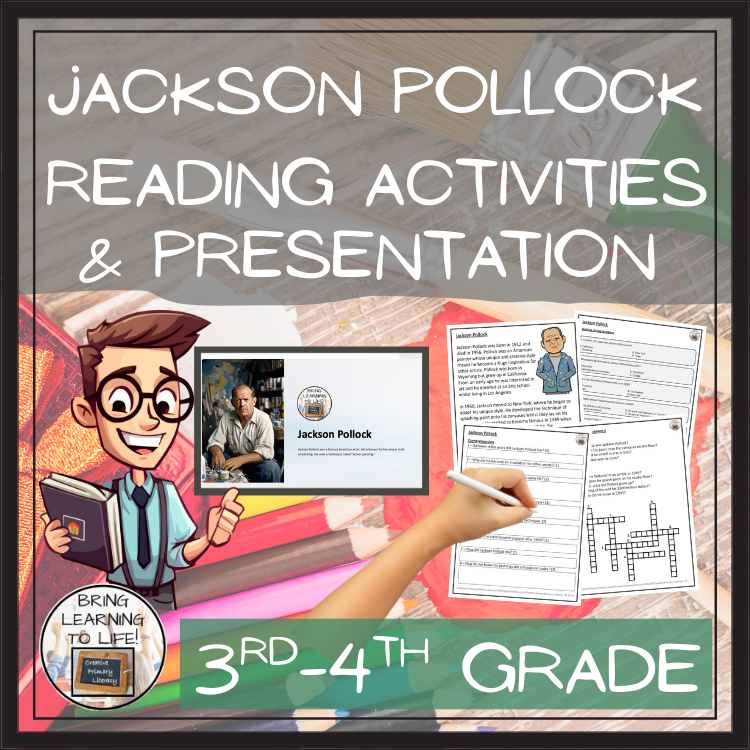 Jackson Pollock Close Reading Comprehension Activities | 3rd Grade & 4 ...