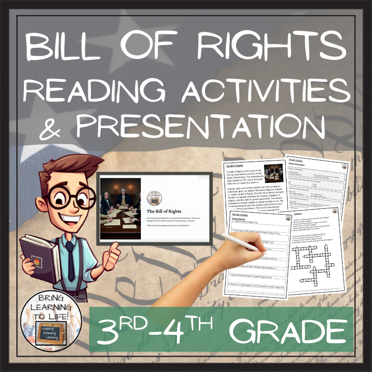 Bill of Rights Close Reading Comprehension Activities | 3rd Grade & 4t ...