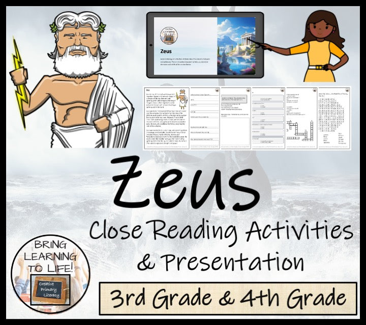 Zeus Close Reading Comprehension Activities | 3rd Grade & 4th Grade ...