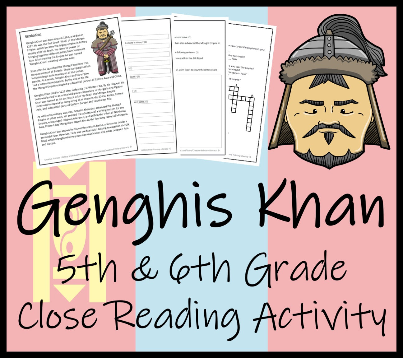 Genghis Khan Close Reading Comprehension Activity | 5th Grade & 6th Gr ...