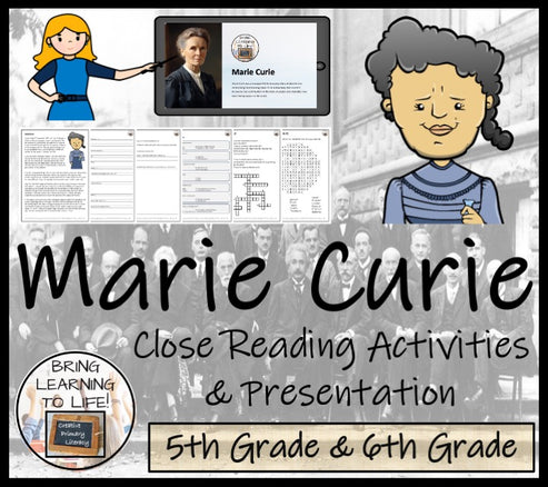 Marie Curie Grade Close Reading Comprehension Activity | 5th Grade & 6 ...